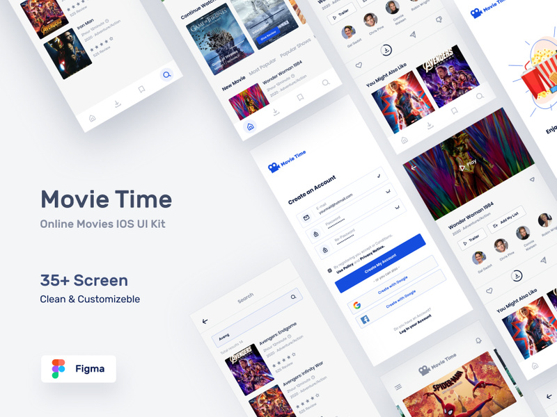 Movie Time - Movie iOS UI Kits by Zakir ~ EpicPxls