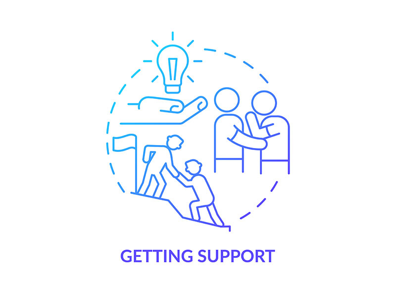 Getting support blue gradient concept icon by IMG visuals ~ EpicPxls