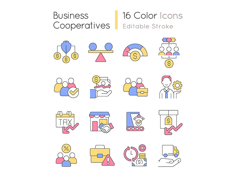Business cooperatives RGB color icons set by bsd studio ~ EpicPxls