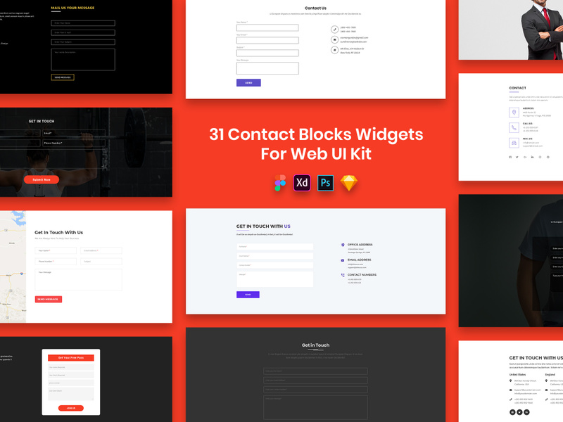 31 Contact Blocks Widgets for Web UI Kit by 3djagan ~ EpicPxls