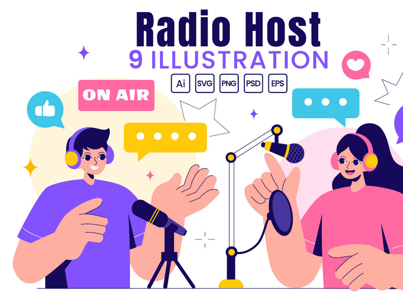 9 Radio Host Talk Show Illustration by denayuneep ~ EpicPxls
