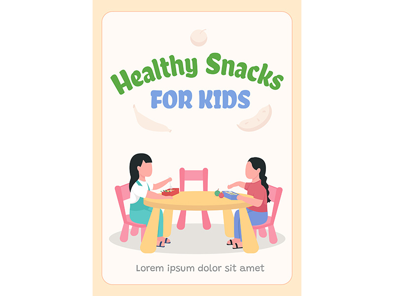 Healthy snacks for kids poster flat vector template by The ~ EpicPxls