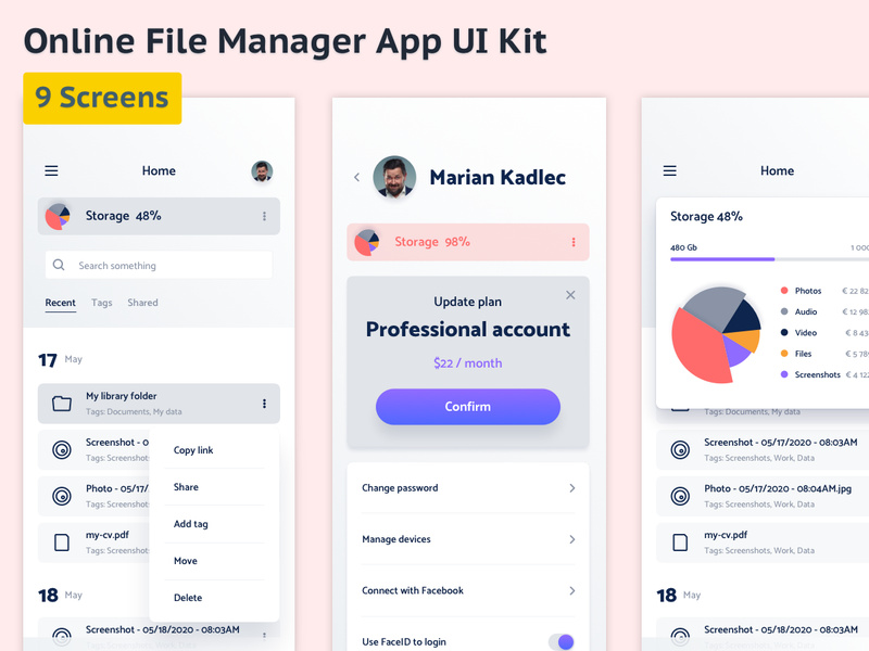 Online File Manager App UI Kit by UIX Shop ~ EpicPxls