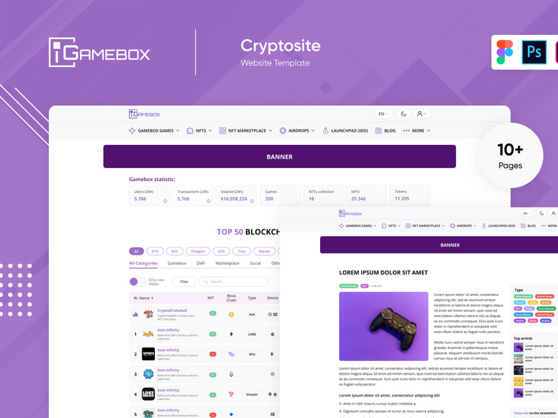 Cryptosite and NFT Ui Design Template by Theme Rage ~ EpicPxls