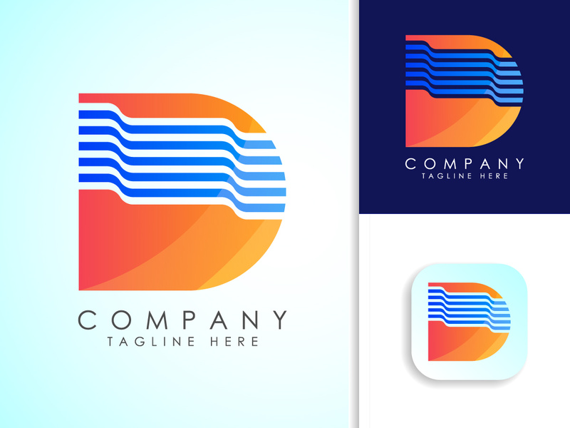 Letter D wave logo design vector template. Graphic alphabet ~ EpicPxls