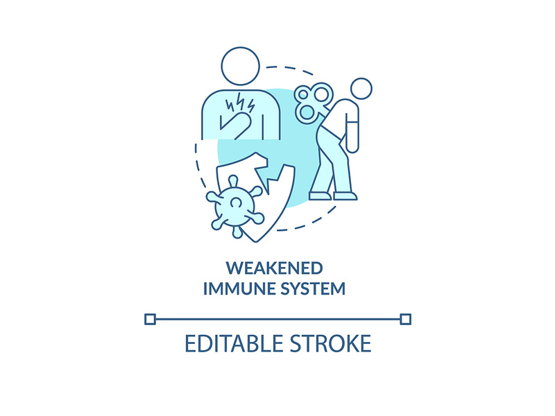 Weakened immune system blue concept icon by bsd studio ~ EpicPxls