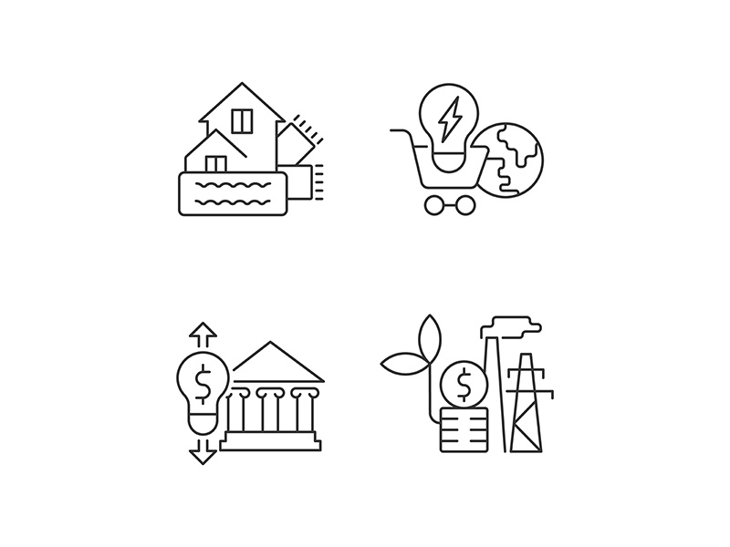 Renewable electrical energy cost linear icons set by bsd ~ EpicPxls
