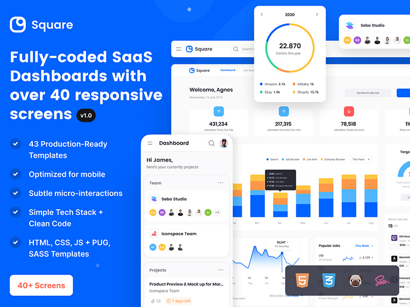 Square Dashboard HTML by SigmaGFX ~ EpicPxls
