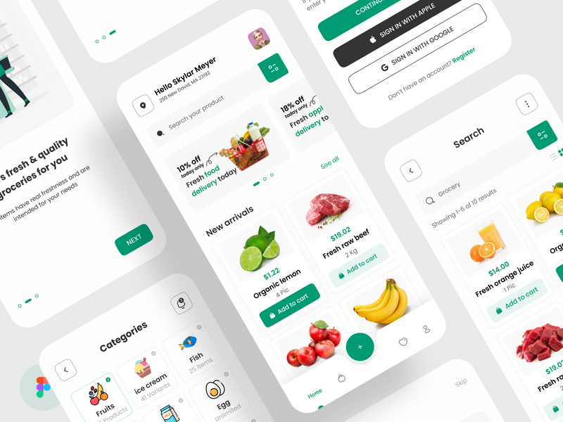 Grocery - Mobile UI Kit V2 by Md Mosarraf Hossain ~ EpicPxls