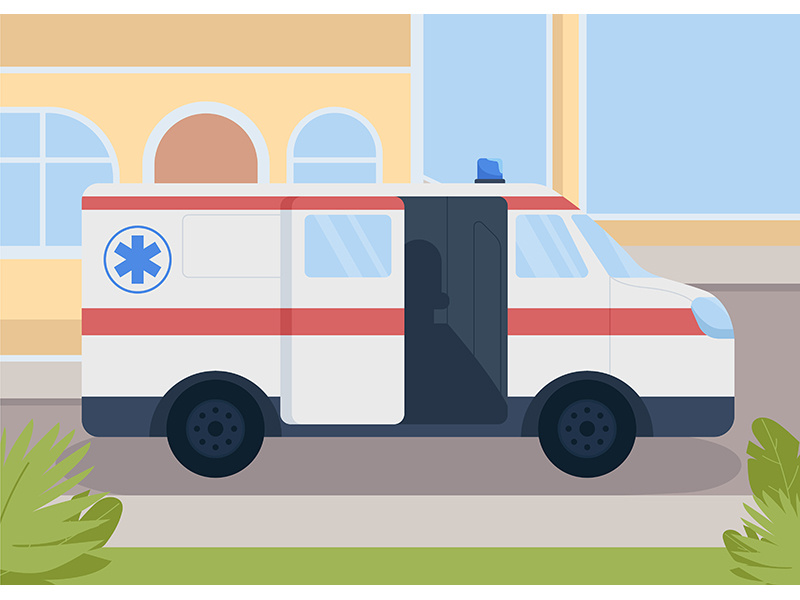 Medical transportation flat color vector illustration by ~ EpicPxls