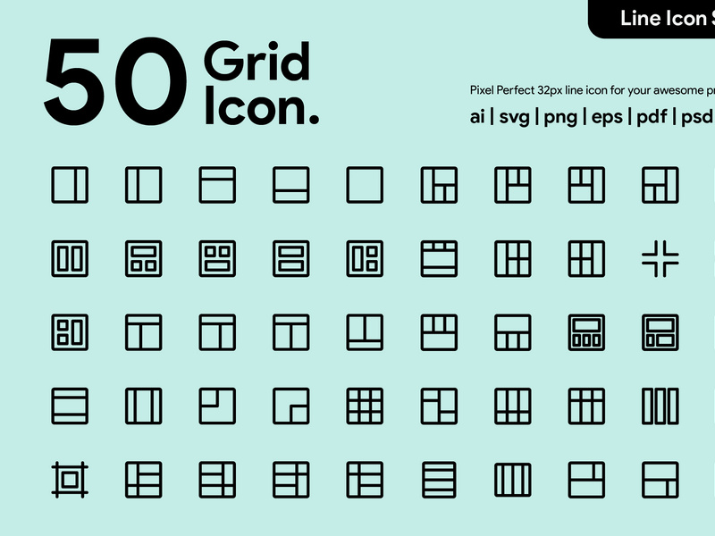 50 Grid Line Icon by Kawalan Studio ~ EpicPxls