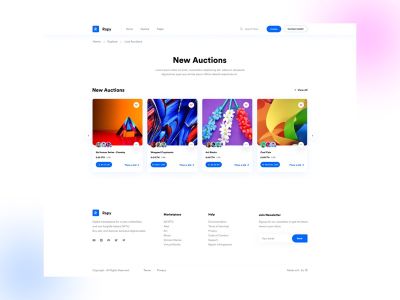 NFT's Auction Page UI Kit by Rony204320 ~ EpicPxls