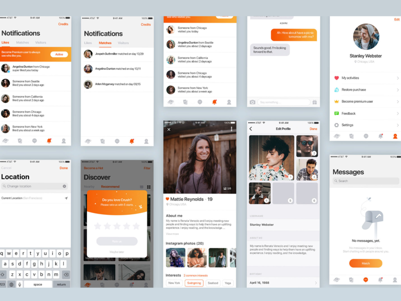 Mingle Dating UI Kit by Freeslab88 ~ EpicPxls