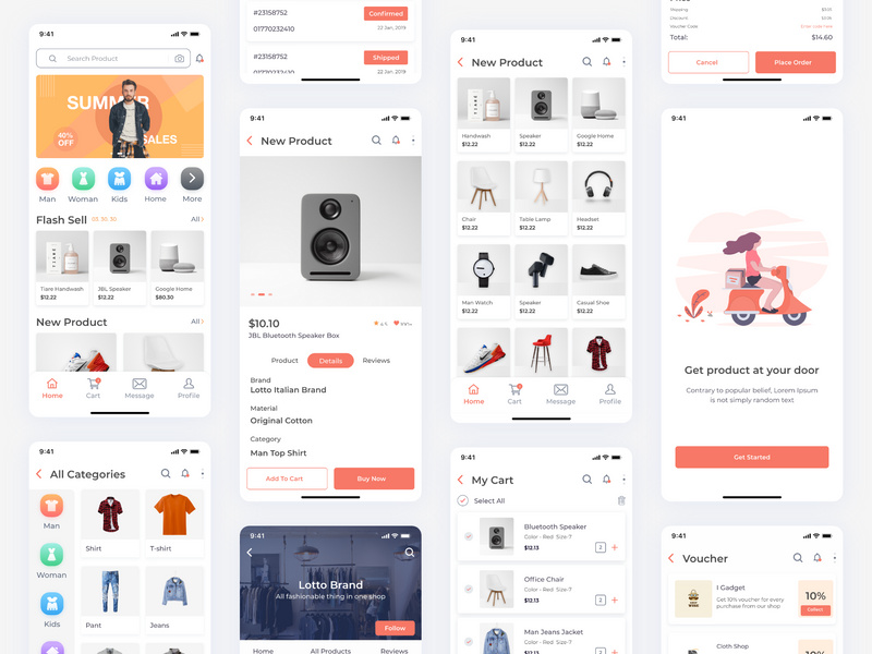 E-commerce iOS APP UI kit with stylish minimalist design by ~ EpicPxls