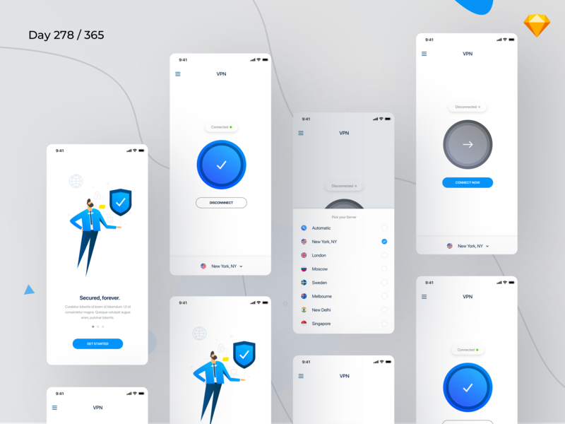VPN Mobile App UI Kit by Kishore ~ EpicPxls