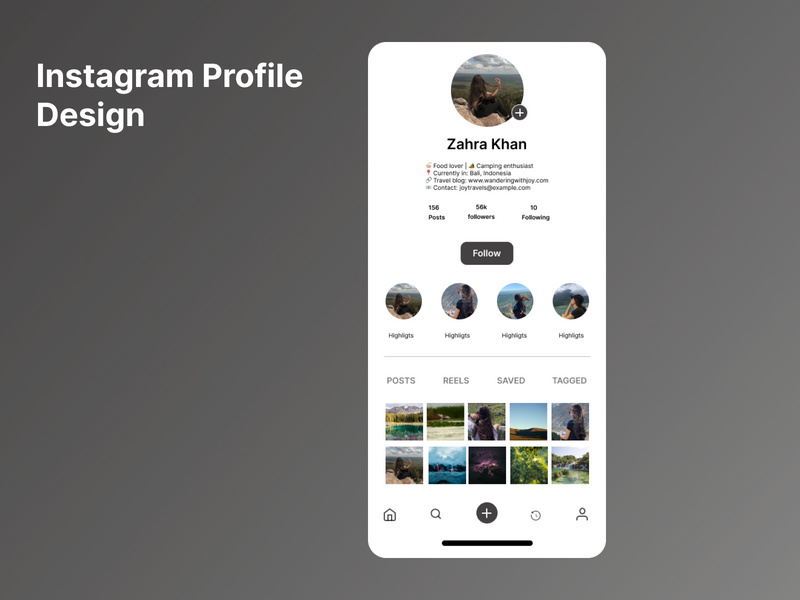 Instagram Profile UI design by Aroojzahrakhan198 ~ EpicPxls
