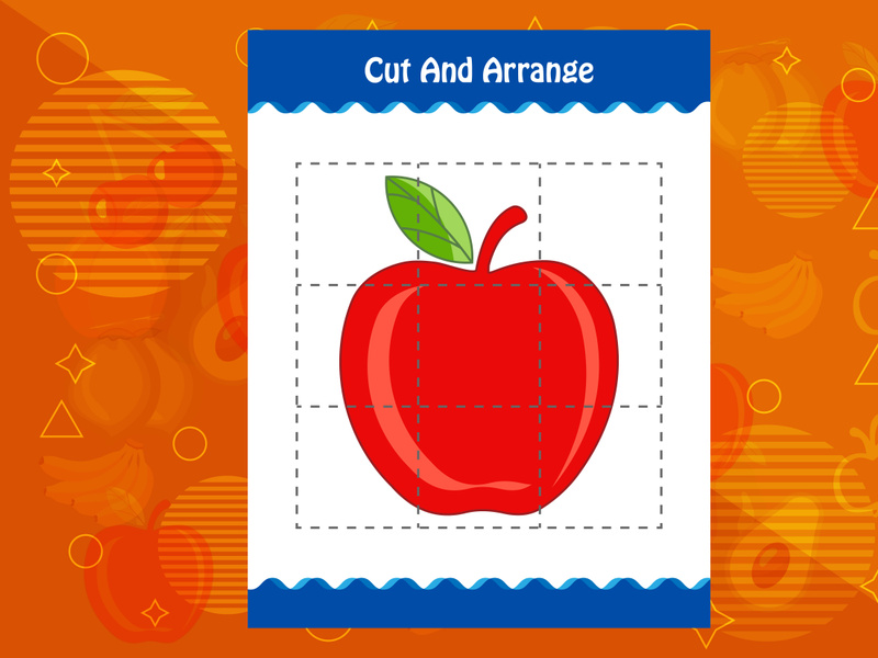 10 Pages Cut and arrange with a fruit worksheet for kids. ~ EpicPxls