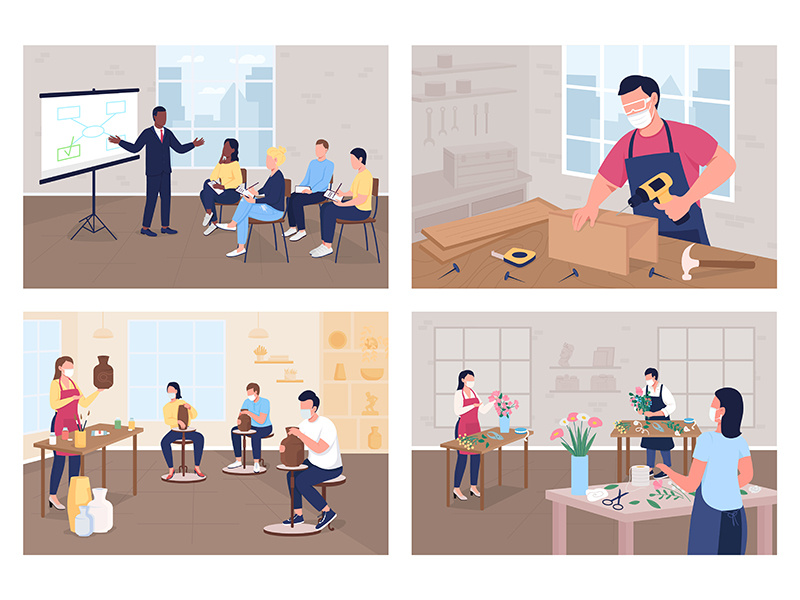 Master class flat color vector illustration set by The Img ~ EpicPxls