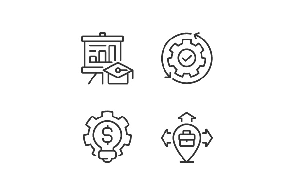 Improvement business process pixel perfect linear icons set ~ EpicPxls