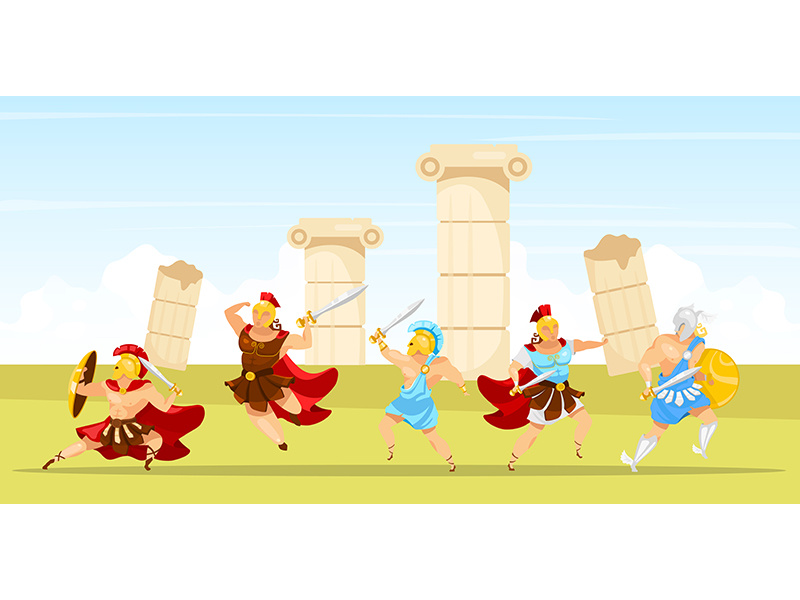 Battle scene flat vector illustration by The Img ~ EpicPxls
