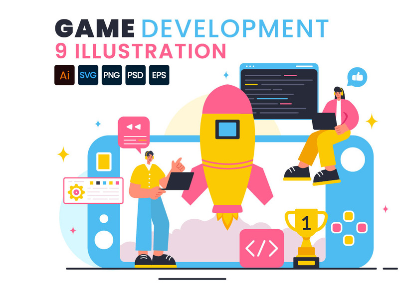 9 Video Game Development Illustration by denayuneep ~ EpicPxls