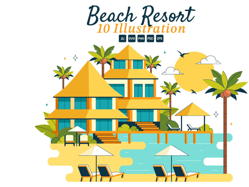 10 Beach Resort Illustration by denayuneep ~ EpicPxls