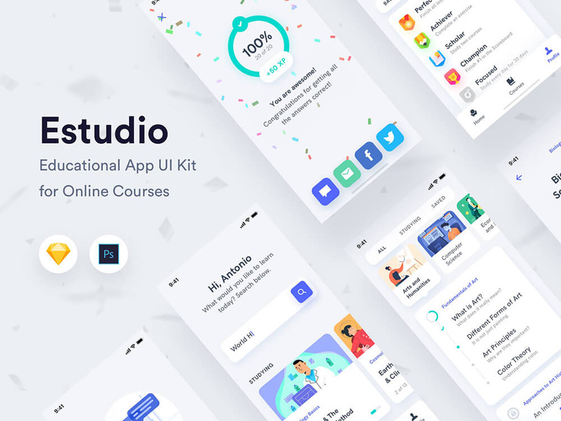Online Course Education App Mobile Application UI Kit by ~ EpicPxls