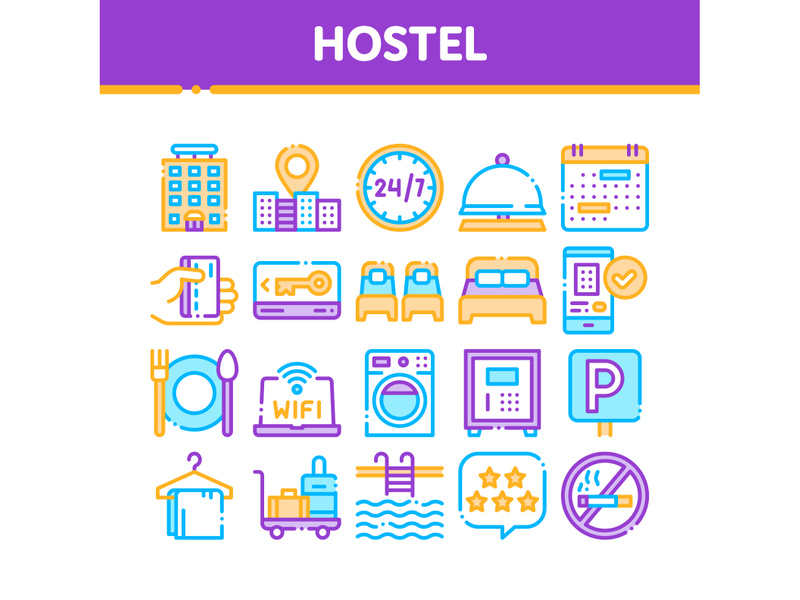 Hostel Elements Vector Sign Icons Set by Pikepicture ~ EpicPxls