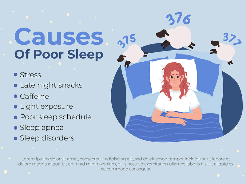 Causes of insomnia flat vector banner template by The Img ~ EpicPxls