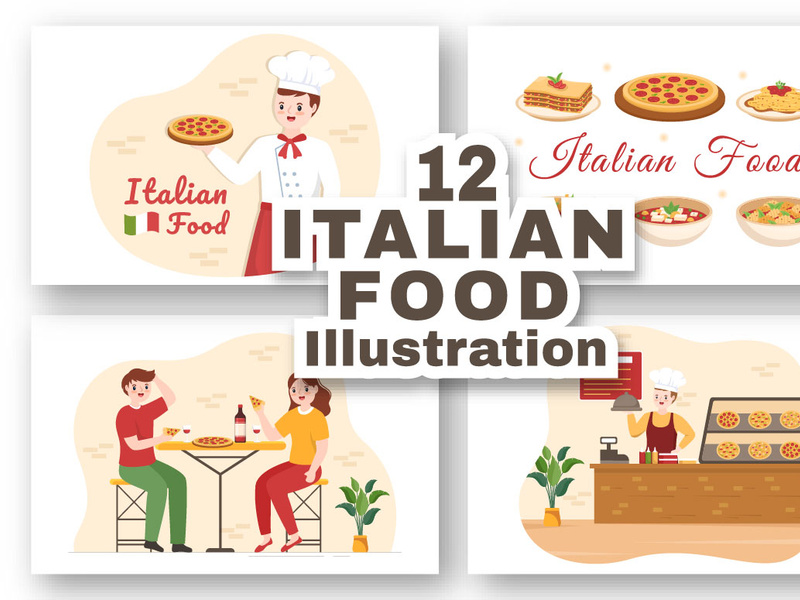 12 Italian Food Restaurant Illustration by denayuneep ~ EpicPxls