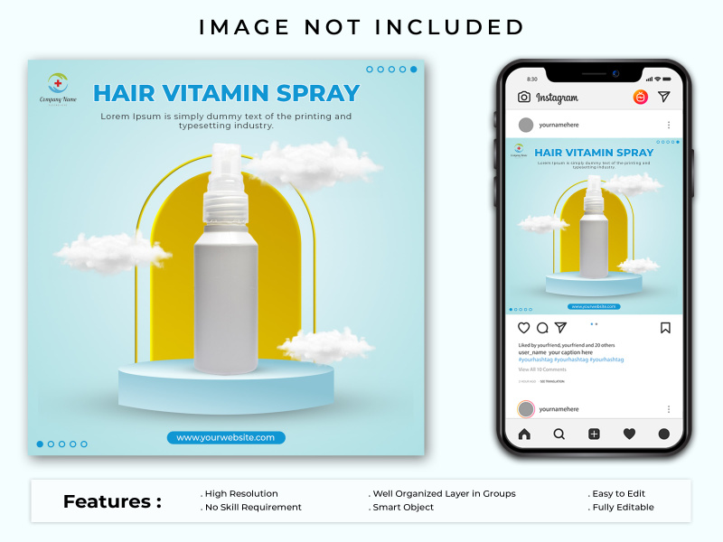 Spray Bottle Social Media Post Template Premium PSD by ~ EpicPxls