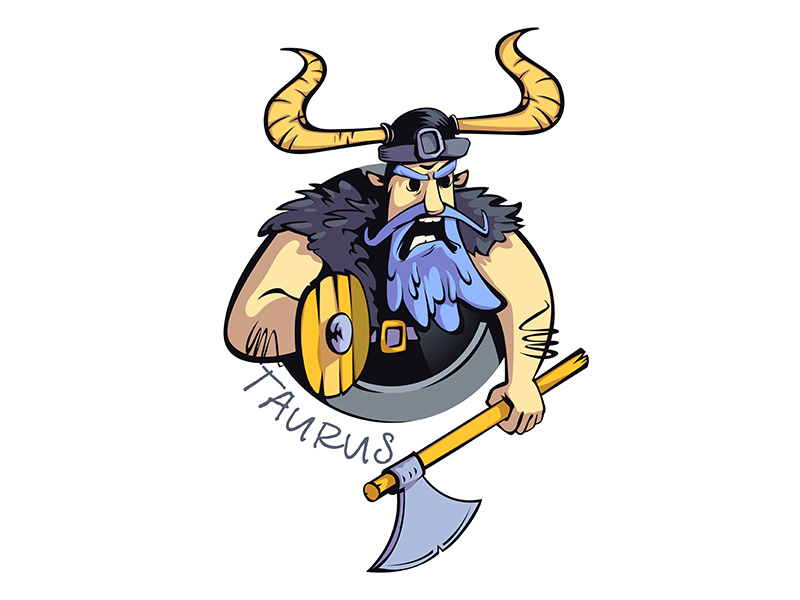 Taurus zodiac sign man flat cartoon vector illustration by ~ EpicPxls