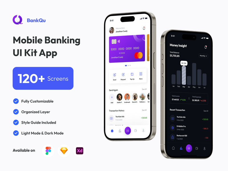 BankQu - Mobile Banking UI Kit App by Moni Studio ~ EpicPxls