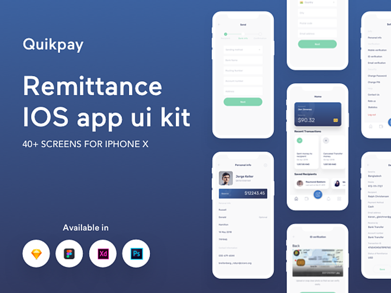 Quikpay Remittance IOS app ui kit by Shouravdesign ~ EpicPxls