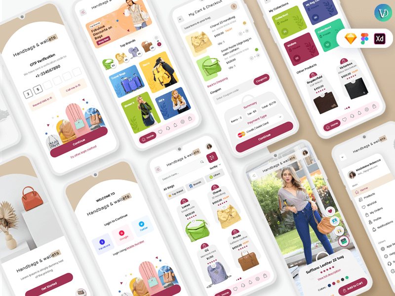 Buy Bags and Wallets Online Ecommerce Store Mobile App UI ~ EpicPxls