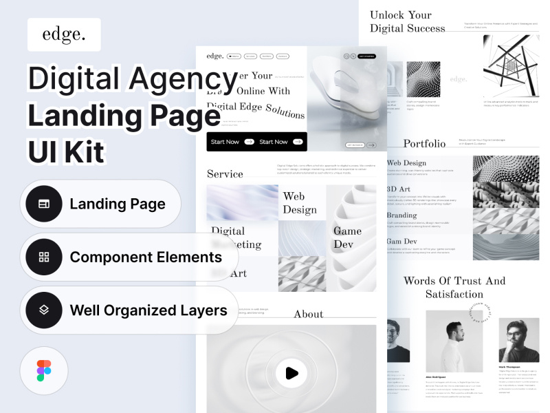 Edge | Digital Agency Landing Page UI Kit by Hiddemaru ~ EpicPxls