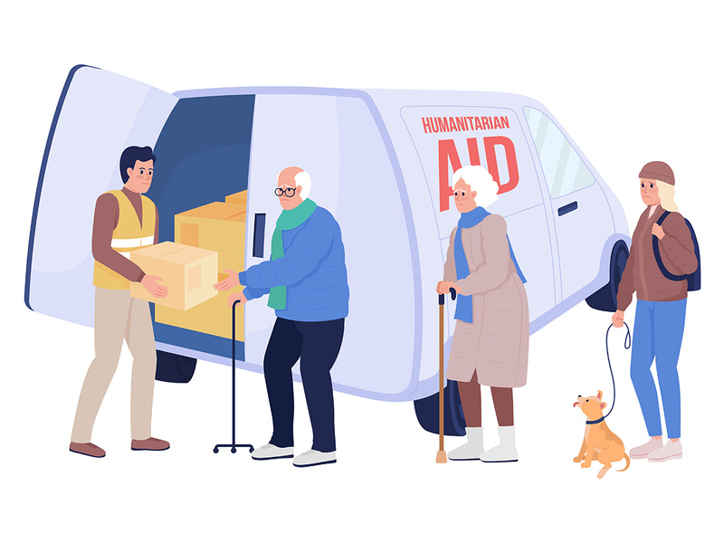 Male volunteer providing humanitarian aid to vulnerable ~ EpicPxls