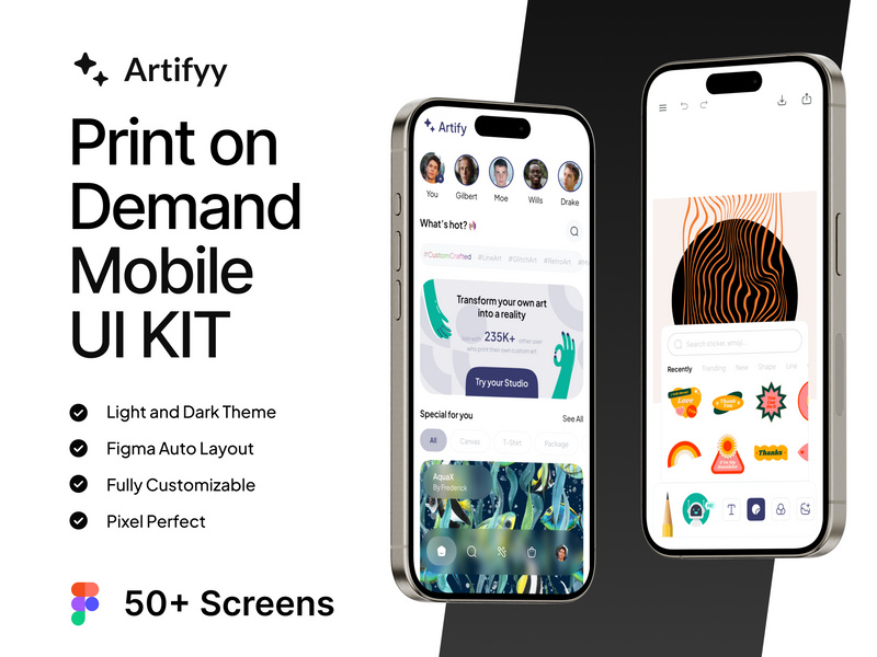 Artifyy - Print on Demand Mobile UI KIT by dpopstudio ~ EpicPxls