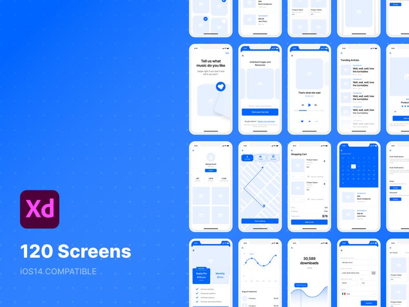 iOS 14 Wireframe UI Kit by Design By Dron ~ EpicPxls