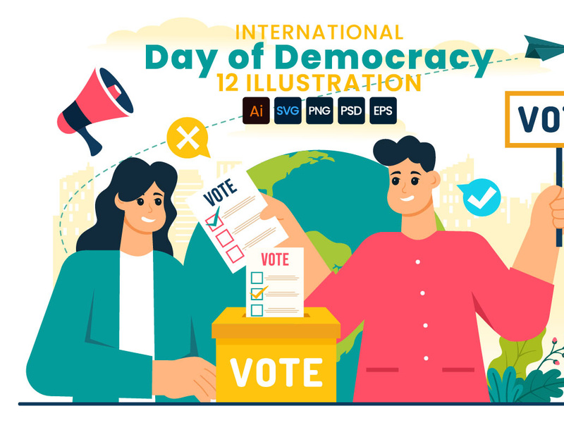 12 Day of Democracy Illustration by denayuneep ~ EpicPxls