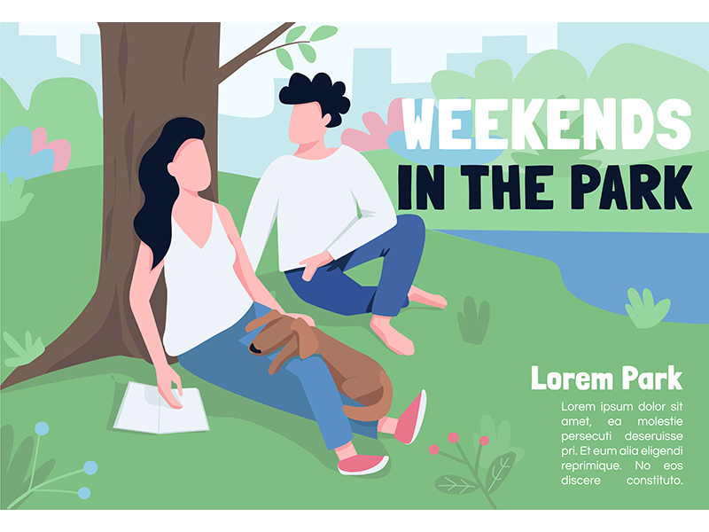 Weekends in park banner flat vector template by The Img ~ EpicPxls