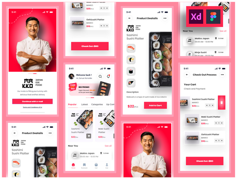 Sushi Japanese Store App UI Kits by Infinity_Labs ~ EpicPxls
