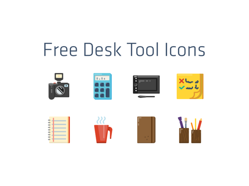 Flat Desk Tool Icons by EpicCoders ~ EpicPxls